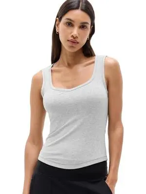 Athleta Perfect Rib Sweetheart Tank - Grey
