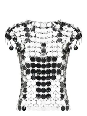 Rabanne Iconic Sparkle Disc Top - Silver