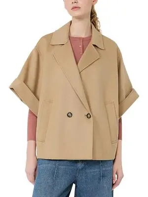 Max Mara Short Double Breasted Wool Coat - Camel