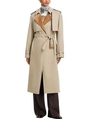 Acne Studios Belted Leather Lapel Trench Coat - Light Beige