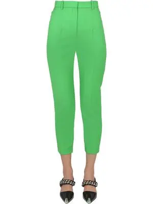Alexander McQueen Cigarette Trousers In Wool And Mohair Blend - Green