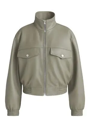 THE FRANKIE SHOP Cropped Faux Leather Zip-up Jacket - Green