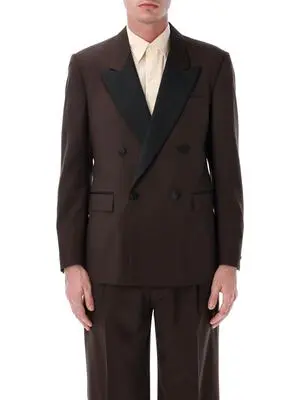 LARDINI Double-breasted Wool Tuxedo - Brown
