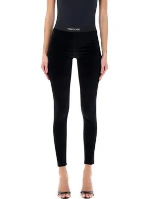TOM FORD Stretch Velour Signature Leggings - Black