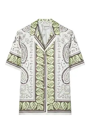 Tory Burch Silk Camp Shirt With Cockatoo Print - Multicolor