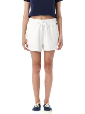 Polo Ralph Lauren Cotton-blend Fleece Drawstring Mini Shorts - White