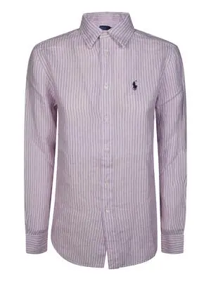 Polo Ralph Lauren Classic Fit Striped Linen Shirt - Viola