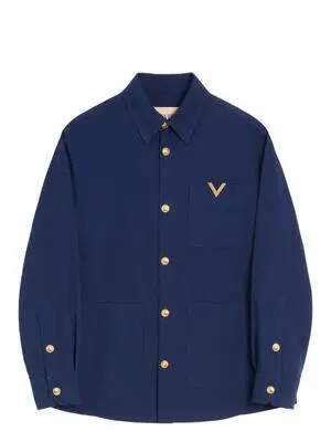 Valentino Garavani Classic Cotton Shirt With Stylish Chest Pocket - Navy