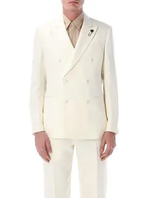 LARDINI Double-breasted Jacket With Peak Lapel - Ivory
