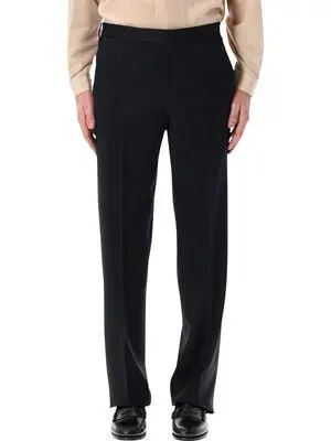 LARDINI Lightweight Stretch Crepe Gabardine Trousers - Black