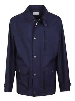 Brunello Cucinelli Technical Cotton Gabardine Field Jacket - Navy