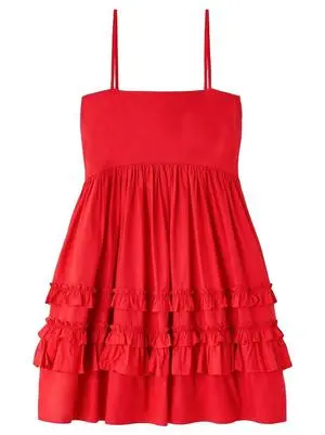 GANNI Organic Cotton Mini Dress - Red