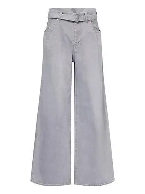 Sacai Belted Wide-leg Denim Jeans - Gray