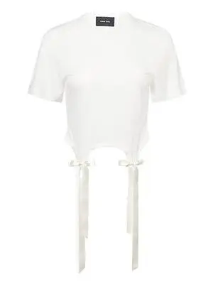 Simone Rocha Simone Rocha Woven T-Shirt With Bow Detail Ivory