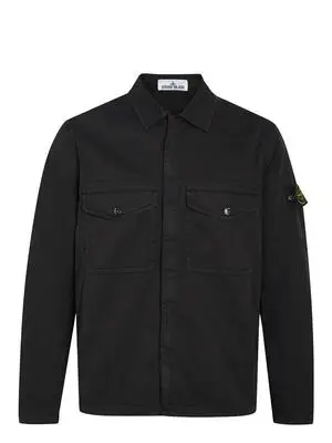 Stone Island Logo-appliquéd Stretch-cotton Overshirt - Black
