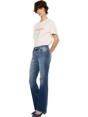 KANCAN Essentials Low Rise Bootcut Jeans With Stretch And Distressing - Medium Dark