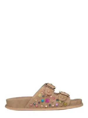 ALMA EN PENA Embellished Buckle Platform Sandals - Sand