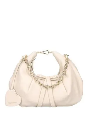 Pretty Ballerinas Croissant Bag With Bow Detail And Chain Strap - Ivory