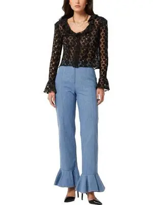 SEÑORITA Lucia Lace Blouse With Ruffles - Black