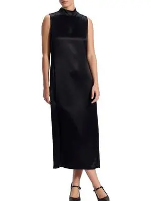 Ronen Chen Midi Satin Dress - Black