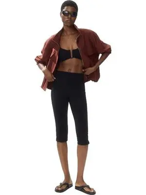 H&m Relaxed Fit Funnel Collar Jacket - Rust Brown