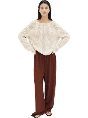 H&m Textured Drawstring Wide-leg Pants - Rust Brown