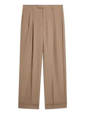 Valentino Garavani Pleated Virgin Wool Trousers - Light Brown