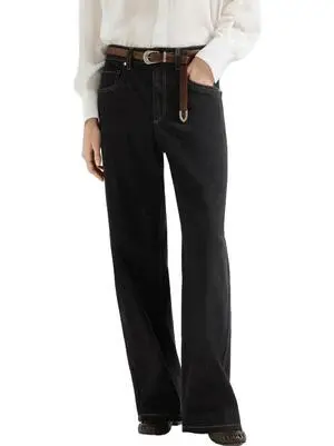 Brunello Cucinelli Barrel Leg Denim Trousers - Black