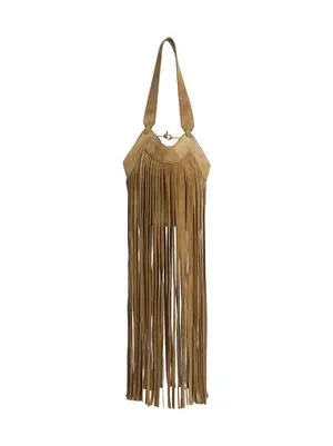 Khaite Nano Lotus Fringe Suede Tote - Mud