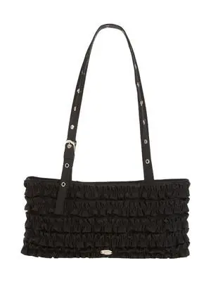 DAMSON MADDER Sophia Ruffle Shoulder Bag - Black