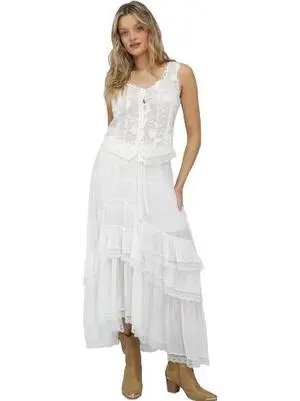 BELLE & BLOOM Wanderlace Ruffle Skirt - White