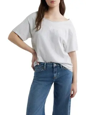 Junk Food Stars Graphic Raw Edge T-shirt - Ash Grey