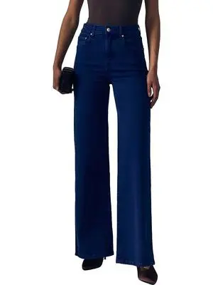 LE JEAN High Waist Wide Leg Column Jeans - Cobalt