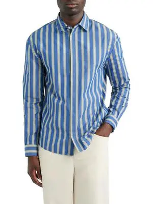 KROST Jordan Stripe Cotton Button-up Shirt - Beacon Blue
