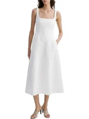 Mango Sleeveless A-line Midi Dress - White