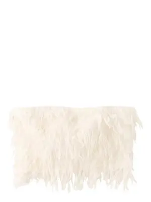 Mango Textured Fringe Strapless Crop Top - Vanilla