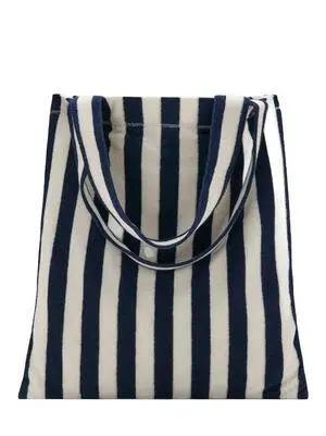 Mango Striped Cotton Terry Tote Bag - Blue