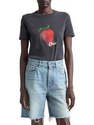 Chloé Strawberry Graphic T-shirt - Ash Black