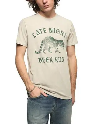 Lucky Brand Beer Racoon Graphic T-shirt - Gray