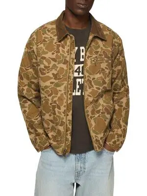 Lucky Brand Camouflage Cotton Canvas Zip Jacket - Camo Multi