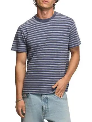 Lucky Brand Weekend Relaxed Stripe Cotton T-shirt - Blue Multi