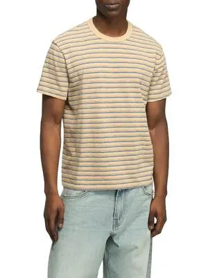 Lucky Brand Weekend Relaxed Stripe Cotton T-shirt - Khaki Multi