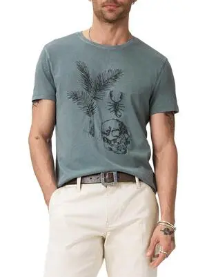 John Varvatos Skull & Scorpion Embroidered Organic Cotton T-shirt - Fog
