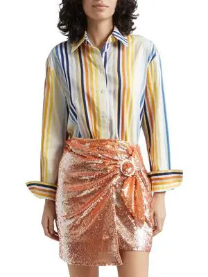 TOCCIN Brennan Stripe Boyfriend Shirt - Sunset