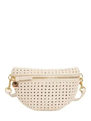Clare V. Petite Woven Leather Belt Bag - Cream