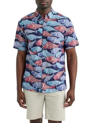 KAHALA Upstream Short Sleeve Cotton Button-down Shirt - Midnight