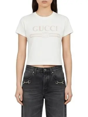 Gucci Cotton T-shirt With Graphic Logo - White
