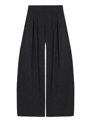 CORTANA Tiempo Wool-silk Wide Leg Pants - Black