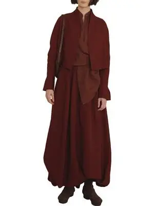 CORTANA Margot Linen-wool Maxi Skirt - Red