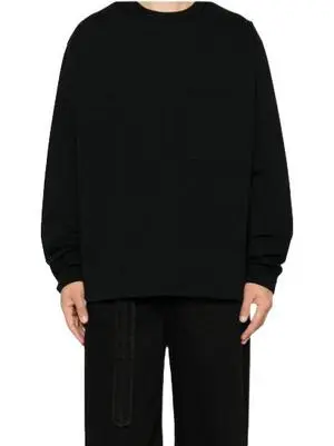 LEMAIRE Long Sleeve Sweatshirt With Chest Pocket - Black